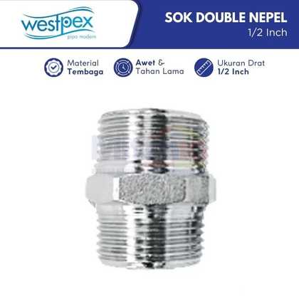 Jual Westpex Sok Double Nepel Drat Luar Air Panas Dan Dingin 1/2 Inch