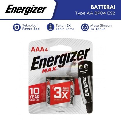 Jual Energizer Batterai Type AA BP04 E92 Hitam (4 Pcs)